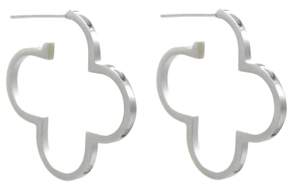 Oorbellen Klaver - RVS - 2,5 cm - Zilverkleurig | bol.com