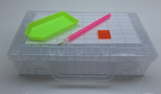 Sorteerbox diamond painting - opbergbox 64 vakjes - schudbakje - pen en ...
