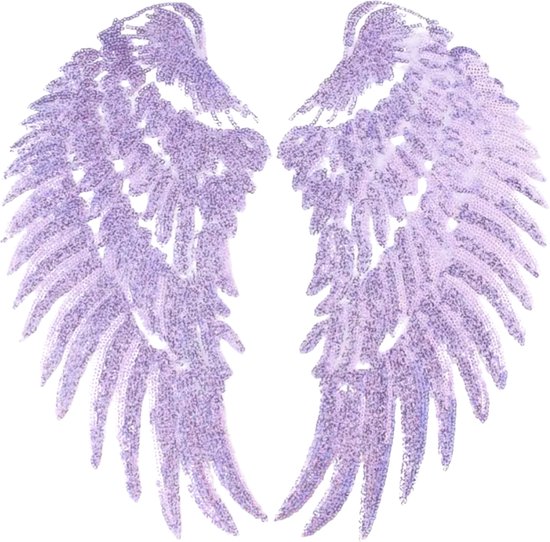 Vleugel Engel Paillette Vleugels XXL Strijk Embleem Patch Set Lila 17.3 ...