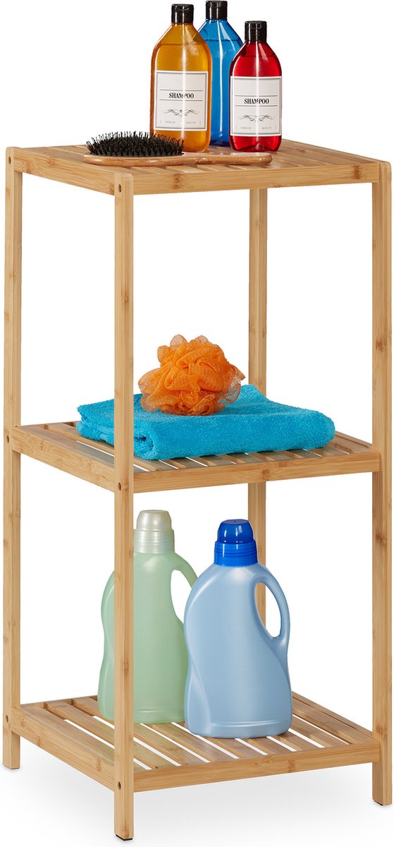 Relaxdays badkamerrek bamboe - 3 etages - staand rek - keukenrek - smal ...