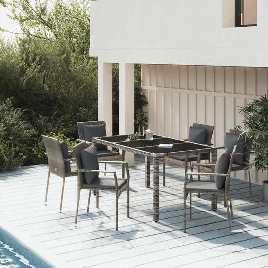 vidaXL 7-delige Tuinset met kussens poly rattan grijs | bol.com
