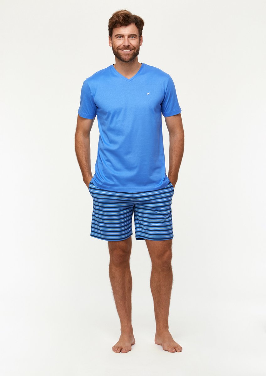 Woody pyjama heren - blauw - 231-2-MVS-S/866 - maat M | bol.com