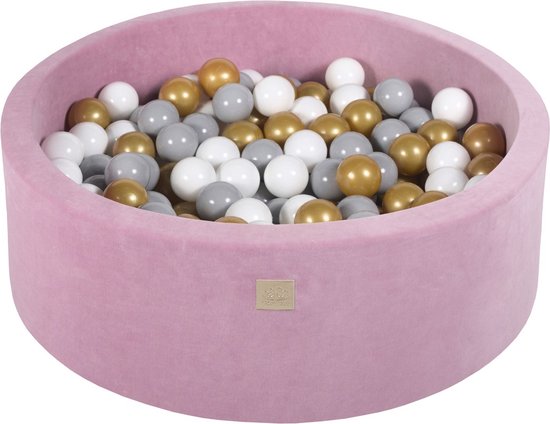 Ballenbak VELVET Donker Roze - 90x30 incl. 200 ballen - Grijs, Goud ...