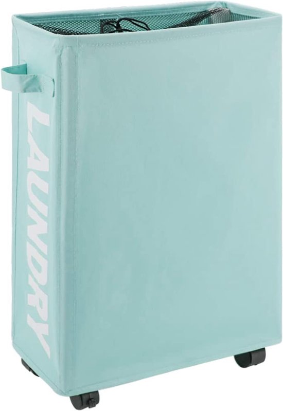 Mobiele wasmand met 4 wielen en handgrepen aan beide zijden, opvouwbare ...