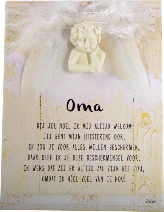 Beschermengel op tegel met uniek gedicht Lieve Oma - Oma - dankjewel- New Dutch® | bol.com