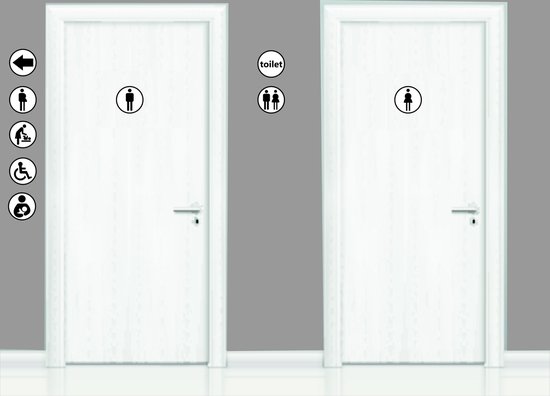 Tekst sticker TOILET set 2 stickers zwart | bol