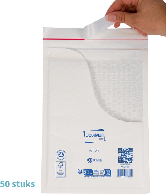 Luchtkussen enveloppen - Jovimail - D1- D14 - wit - 180 x 260 mm - 50 ...