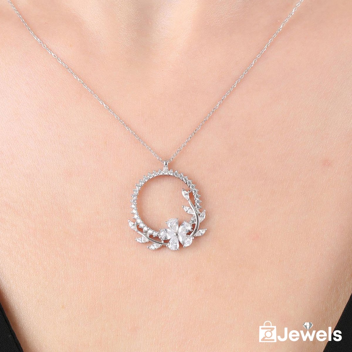 OZ Jewels - Zilveren Ketting met Cirkelvormige Bloemen Design Versierd met Zirkonium... | bol.com