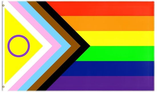 Progress Pride 150x90CM - Intersex - Voorwaarts - Regenboog Vlag - LGBT Rainbow Flag -... | bol
