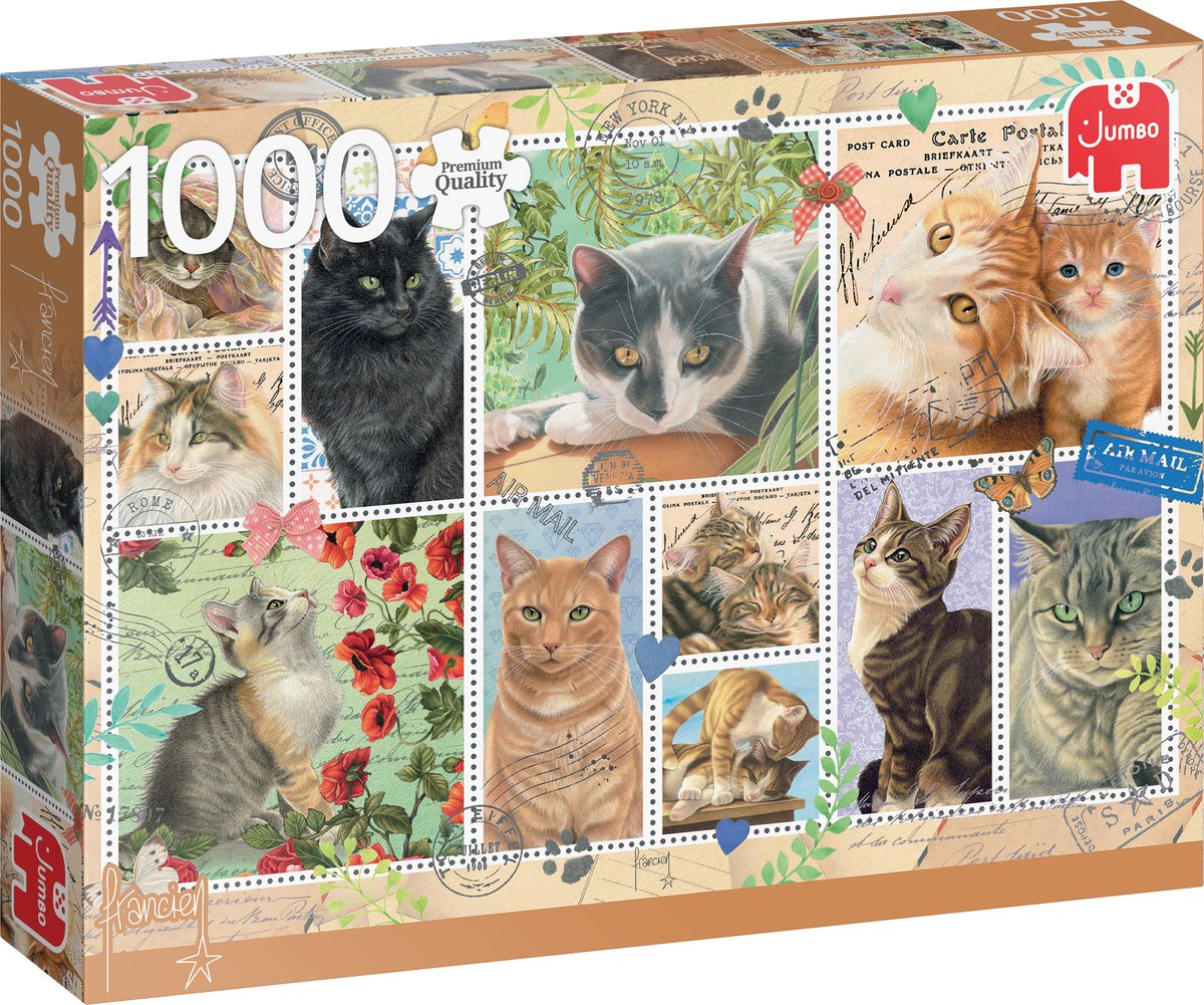 Jumbo Premium Collection Puzzel Franciens Katten Cat Stamps - Legpuzzel ...