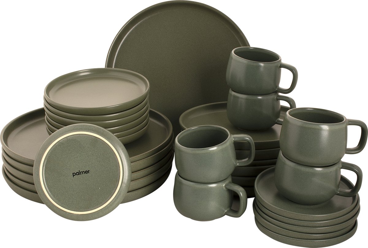 Palmer Serviesset Sandy Loam Stoneware 6-persoons 30-delig Groen | bol.com