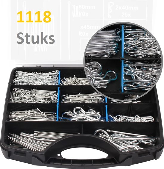CCLIFE - Set van 1118 - Splitpennen - R-Clip van Koolstofstaal en ...