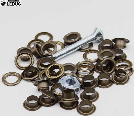 OOGJES/EYELETS Met Gereedschap - 24 Oogjes - Binnendiameter 8MM - Kleur BRONS | bol.com