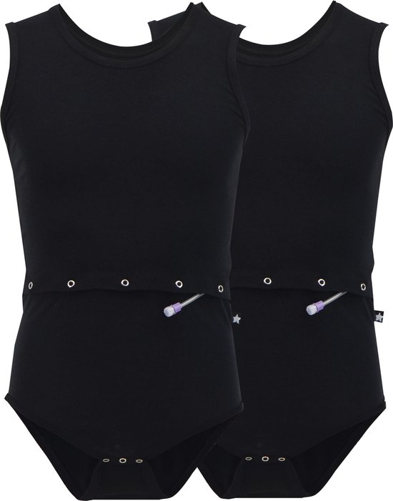 2-pack bamboe sonde PEG body romper incontinentie zwart - zonder mouw ...