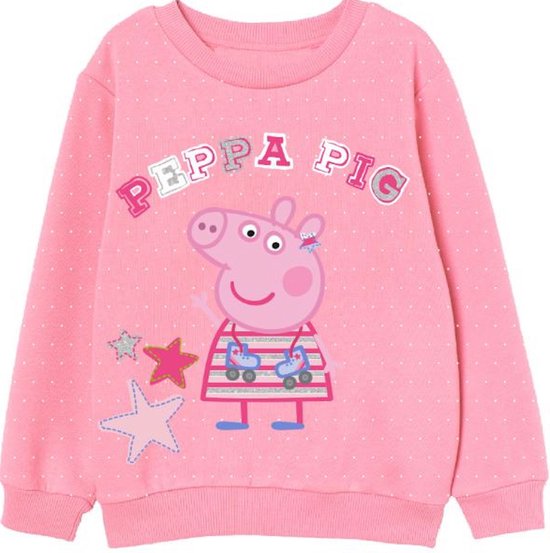 Peppa Pig sweater, trui, met stippen en glitters, roze, maat 110 | bol