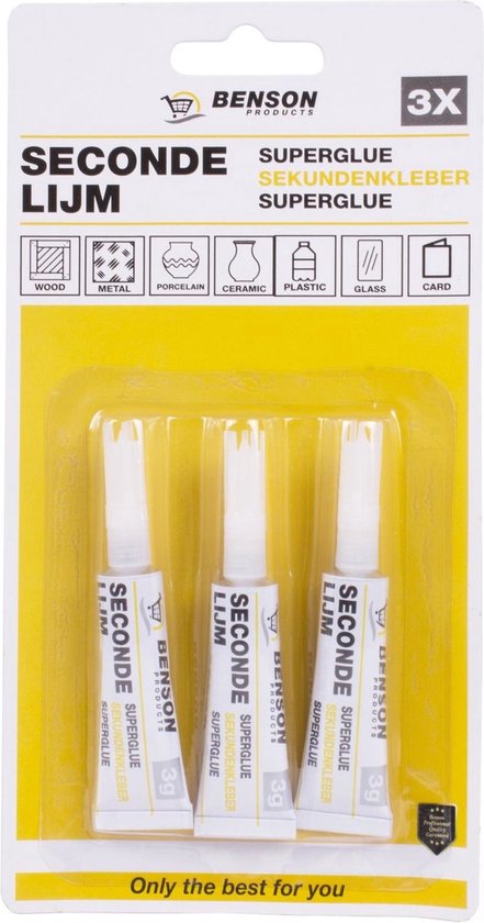 Benson Secondelijm - Secondelijm - superlijm 3 stuks - Superlijm - blokkenlijm | bol