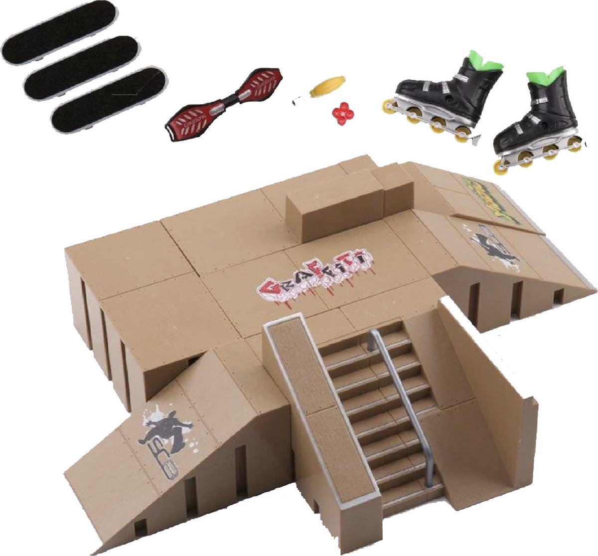 Fingerboard Skatepark - Fingerboard Set - Mini Skateboard Tech - Vingerbord - Incl 3... | bol