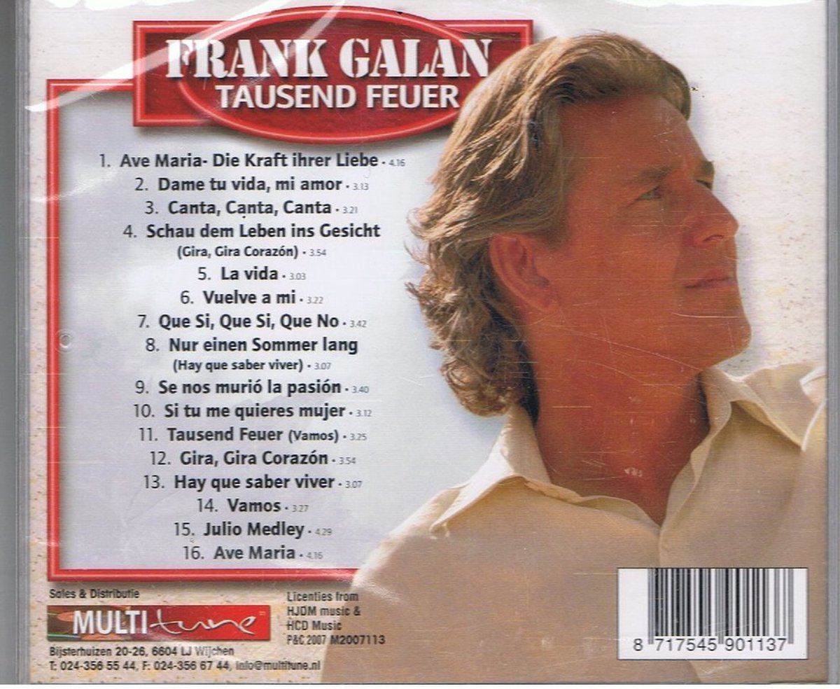 Tausend Feuer, Frank Galan | CD (album) | Muziek | bol