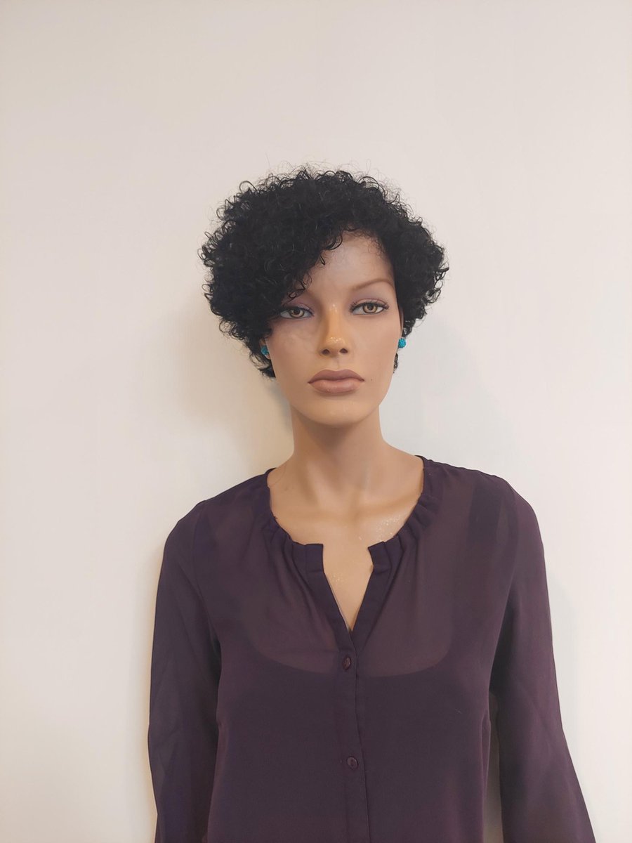 Wigs by Hairglow 100% echt haar krullende pruik kleur zwart | bol