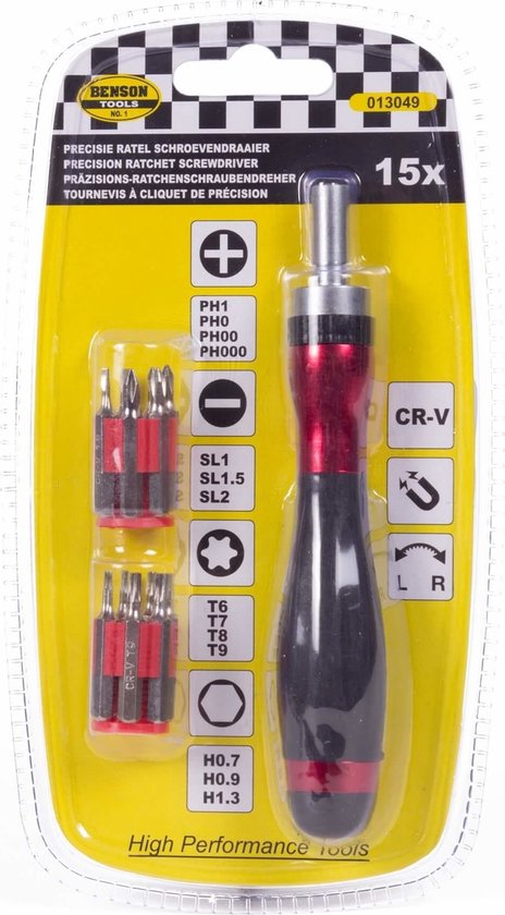 Benson Precisie Schroevendraaier - Ratel - 14 Bits - Rood | bol