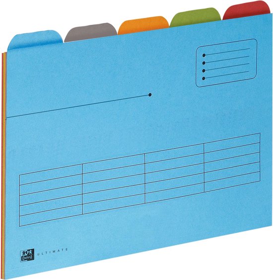 Oxford Ultimate dossiermap ft A4, uit karton, 5 tabs, assorti 5 stuks | bol