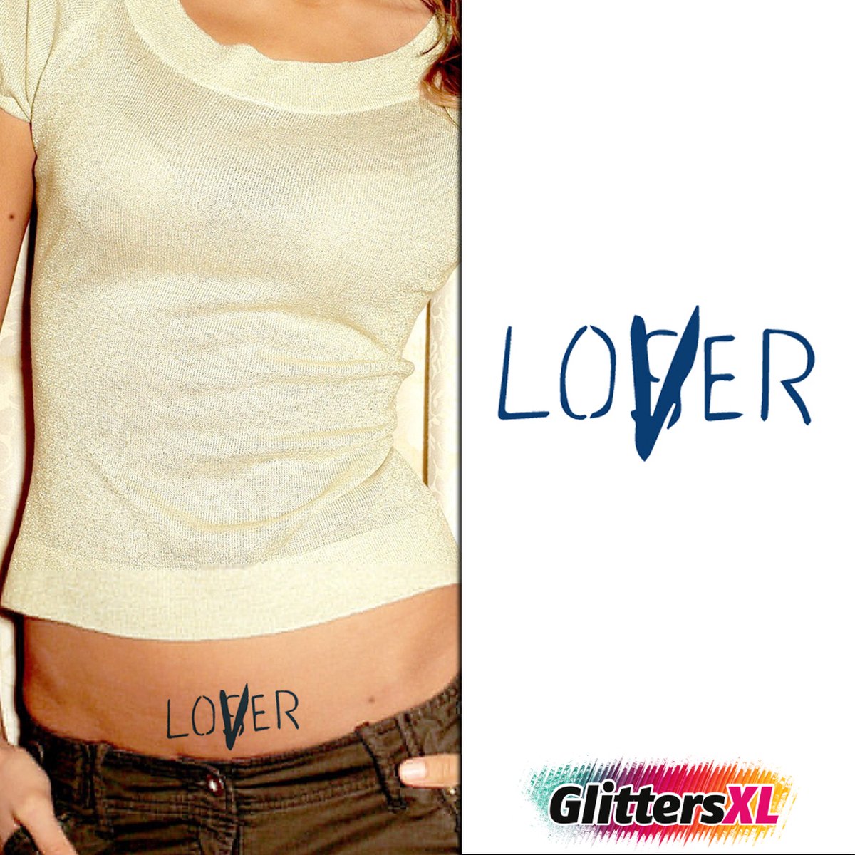 GlittersXL - Temporary Tattoo Lover/Loser (6x6 cm) [Semi-Permanente ...