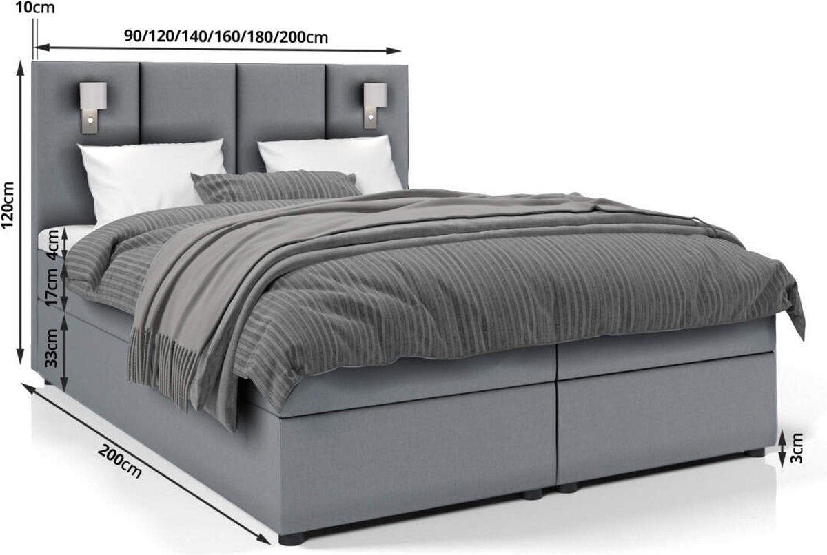 Boxspring Palma 120x200 cm Met Opbergruimte en Led Verlichting - Bed ...