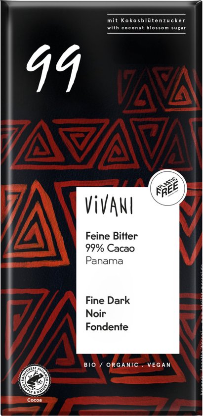 Vivani - Chocolade - Feine Bitter - 99% Cacao - 80 gr | bol