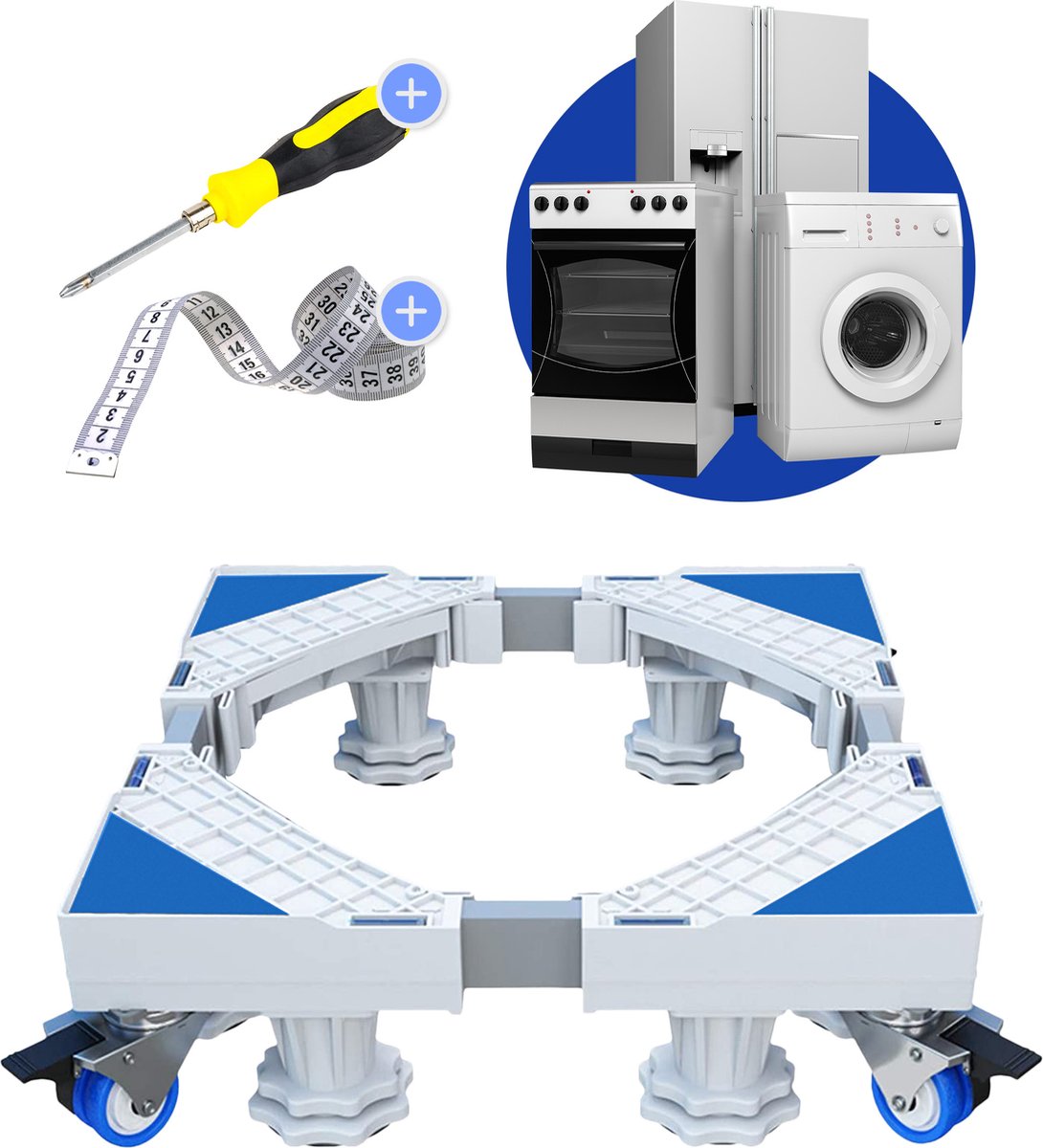 Wasmachine Verhoger - Meubelroller - Wasmachine Meubel - Universele ...