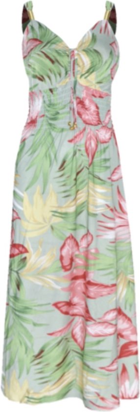 Dames Lange Zomerjurk / Strandjurk 802 One size S-XL groen/rood/roze ...