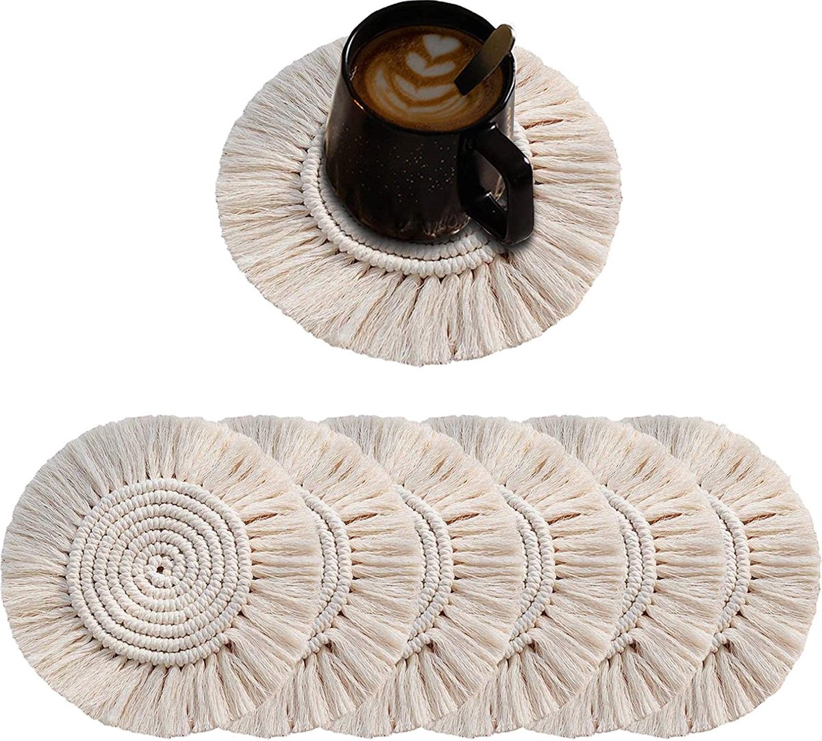 Onderzetters, 6 stuks, katoenen onderzetters, Boheemse onderzetters ...