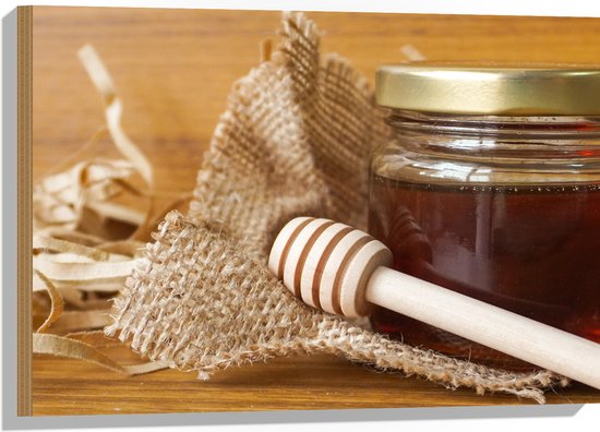 Hout - Potje Verse Honing met Houten Honinglepel - 75x50 cm - 9 mm dik ...