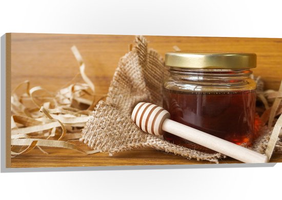 Hout - Potje Verse Honing met Houten Honinglepel - 100x50 cm - 9 mm dik ...