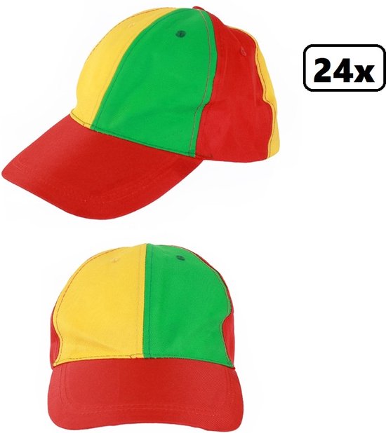 24x Pet rood/geel/groen verstelbaar - Thema feest carnaval festival ...