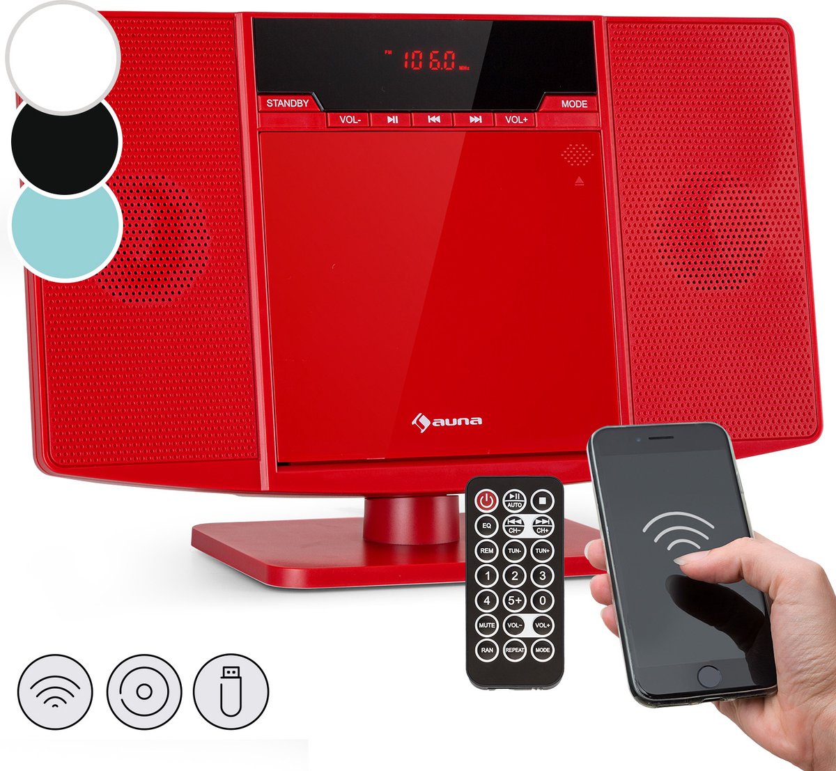 Auna V14.2 verticale stereo-installatie CD FM tuner BT USB AUX | bol