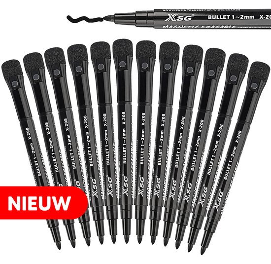 Bablue Whiteboard Stiften - Whiteboard Marker - 12 Stuks - Zwart ...