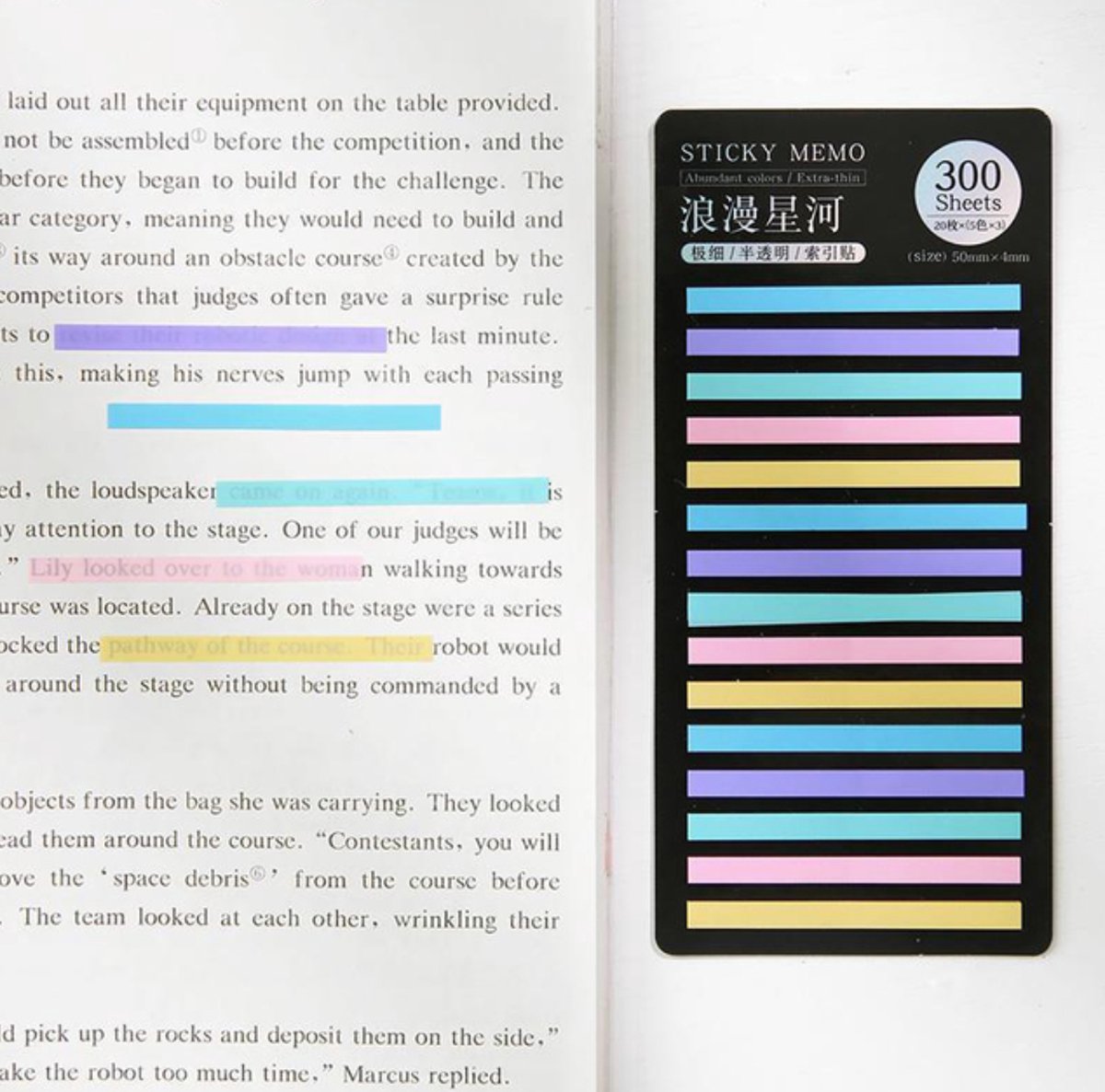 Index tabs - 300 stuks - inclusief liniaal - 5 kleuren - sticky notes ...