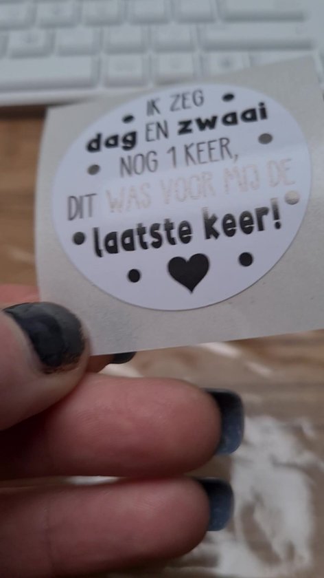 20x Sluitsticker Ik zeg dag en zwaai gedag - zwart wit - 40 mm ...