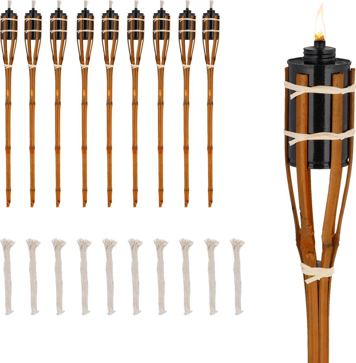 Relaxdays tuinfakkels - set van 10 - bamboe fakkels tuin - 70 cm ...
