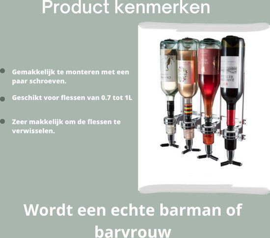 Bardispenser - Wanddispenser - Wanddecoratie - Flessendispenser ...