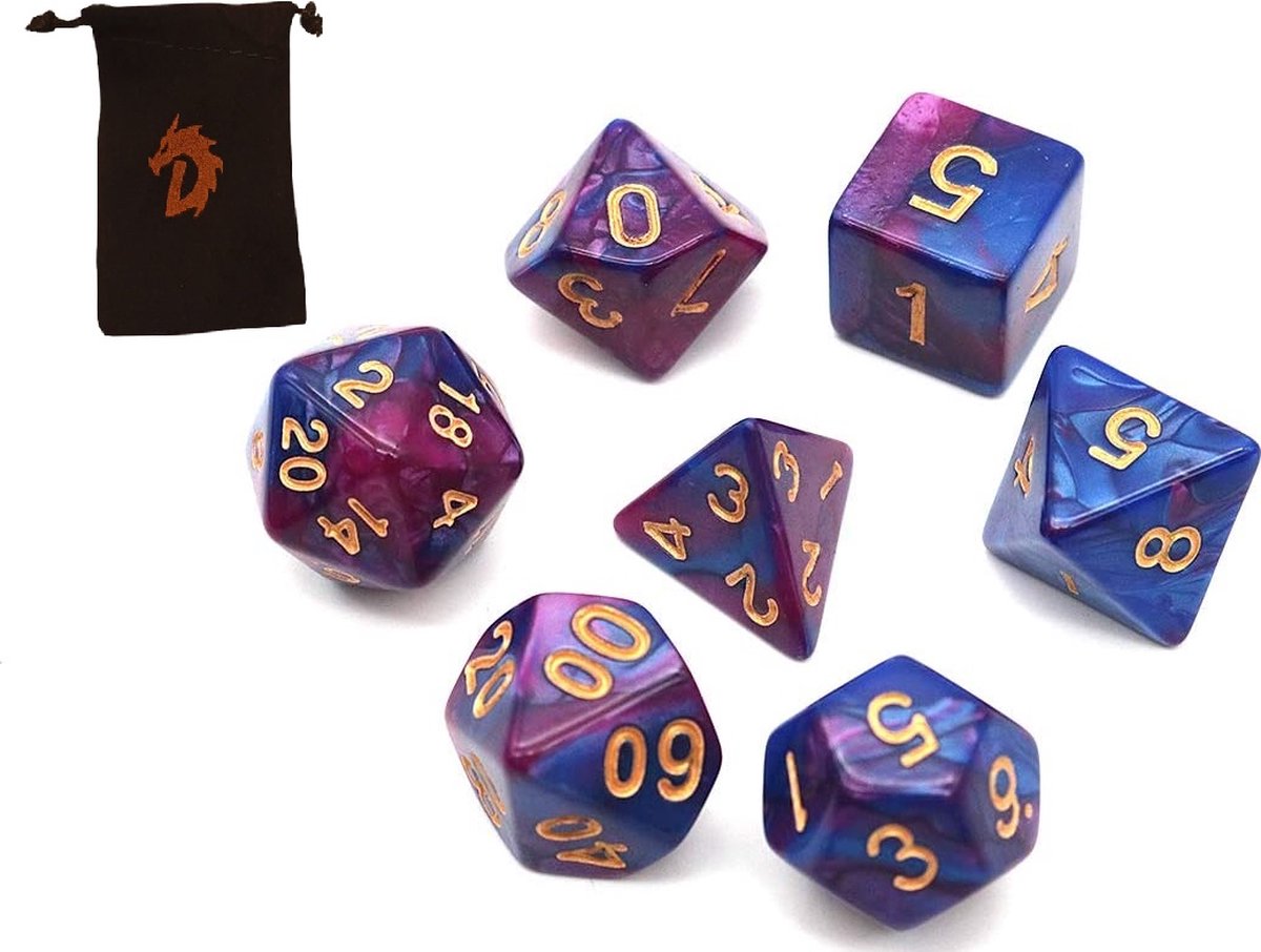 D&D dice set - DnD dobbelstenen set Paars blauw - Dungeons and Dragons ...
