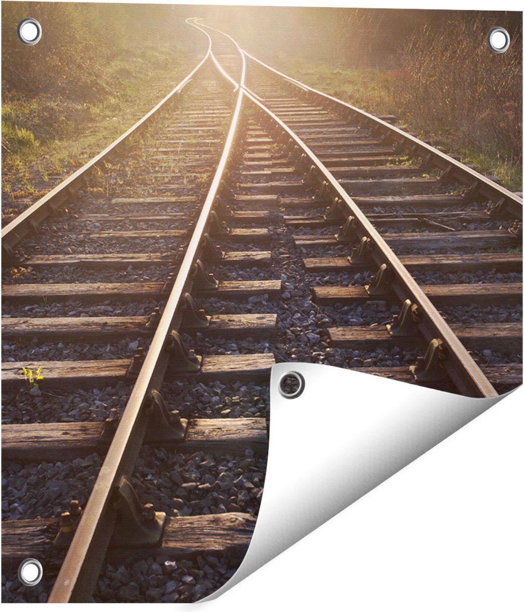 Gards Tuinposter Twee Kruisende Rails Spoorwegen - 40x40 cm - Tuindoek ...