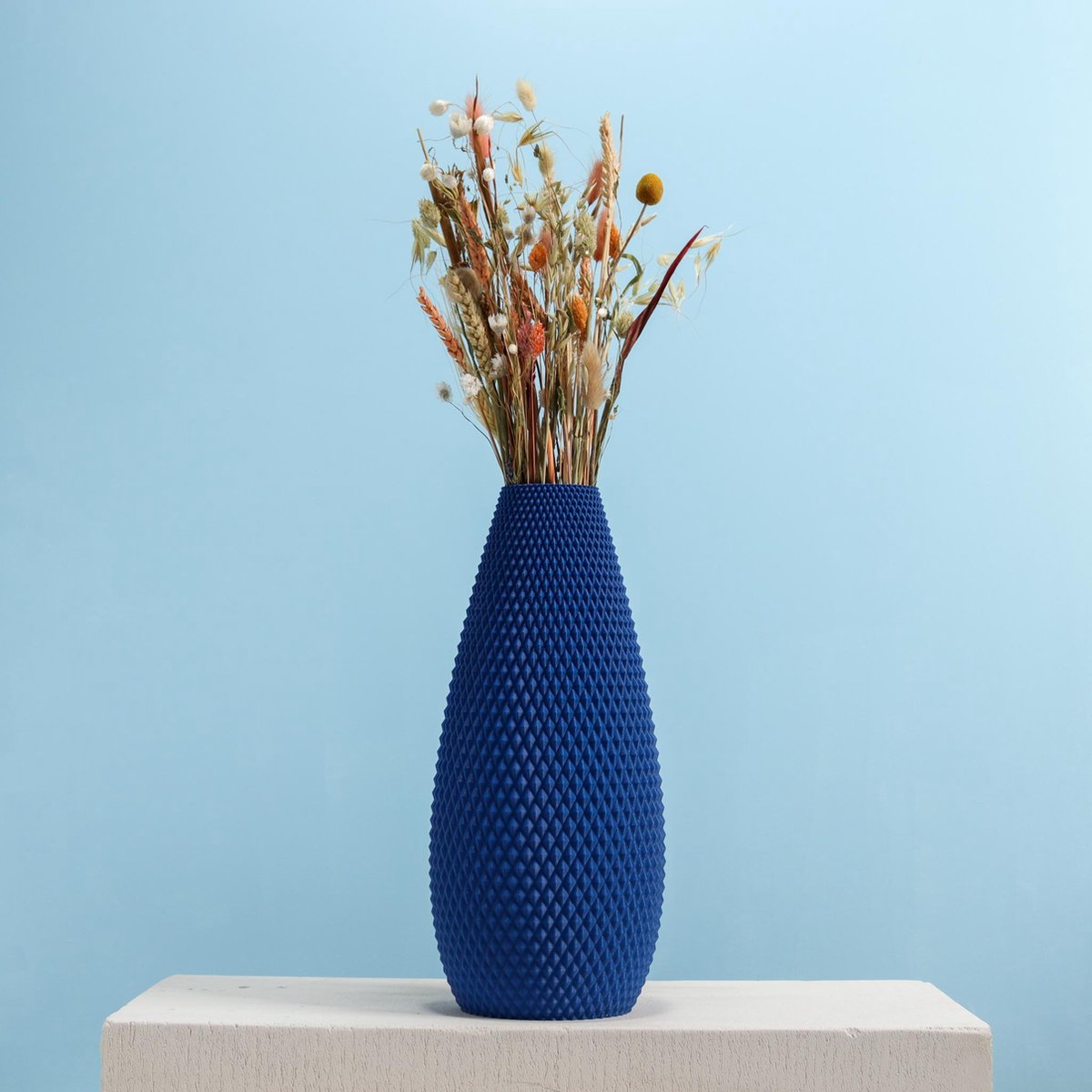 Slimprint Flux Vase, Blauw, Vase pour Fleurs séchées, Plastique Recyclé ...