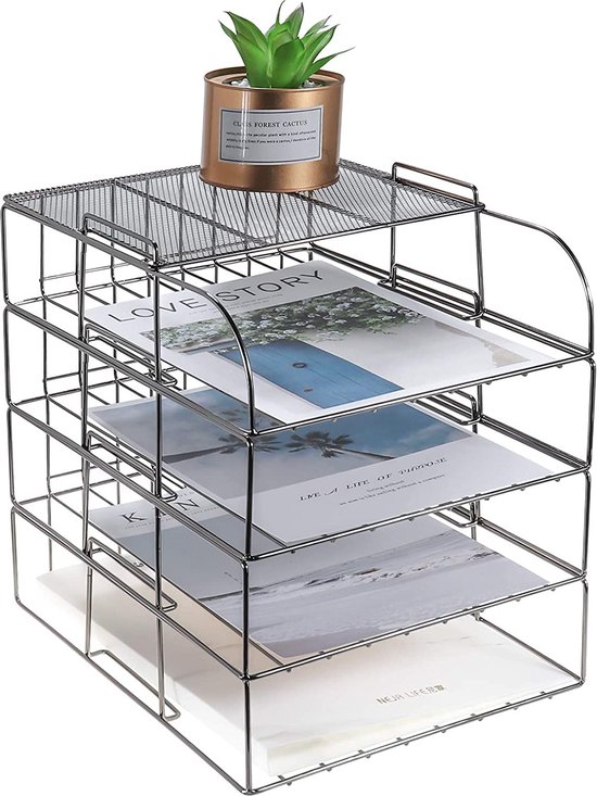 4 stuks bureau brievenbakjes, stapelbare brievenbakjes, bureau ...