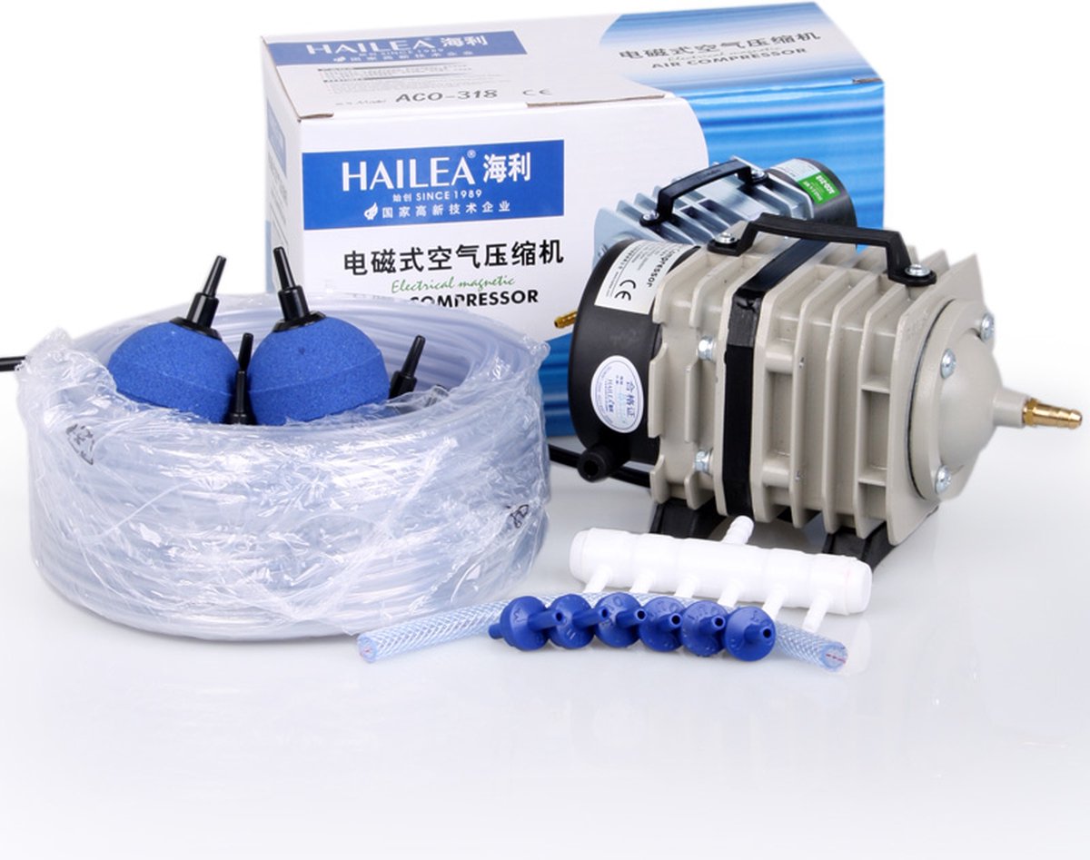 Luchtpomp Hailea ACO 318 SET met slang en luchtstenen | bol