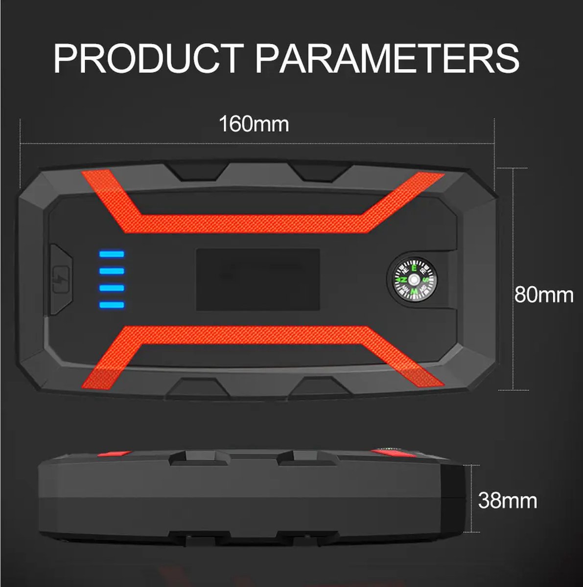 Jumpstarter met veel capaciteit : 12V 22.000 mWh Lithium Battery Mini JumpStarter,... | bol.com