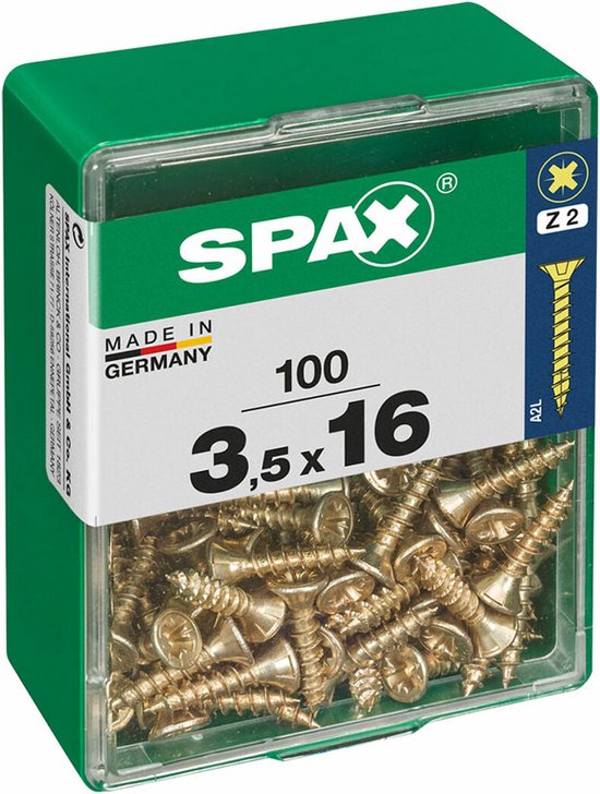 Schroefdoos SPAX Platte kop 3,5 x 16 mm (100 Stuks) | bol