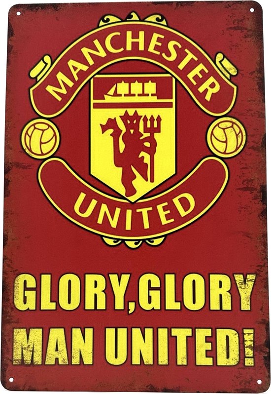 Mancave Decoratie | Wanddecoratie Metaalbord - Manchester United ...