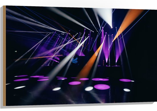 Hout - Verschillende Kleuren Lichten op Podium in Studio - 105x70 cm ...