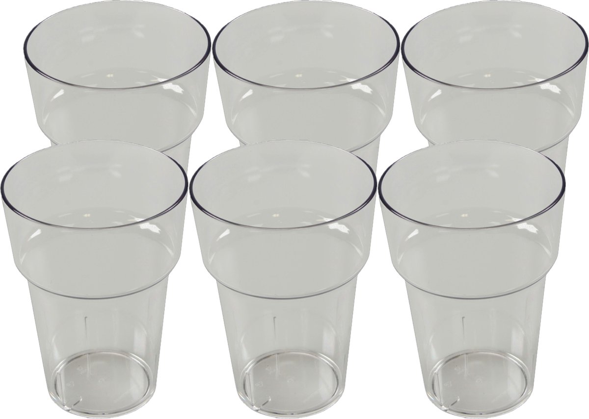 Depa bierglas - 6x - transparant - onbreekbaar kunststof - 280 ml - Camping/feest... | bol.com
